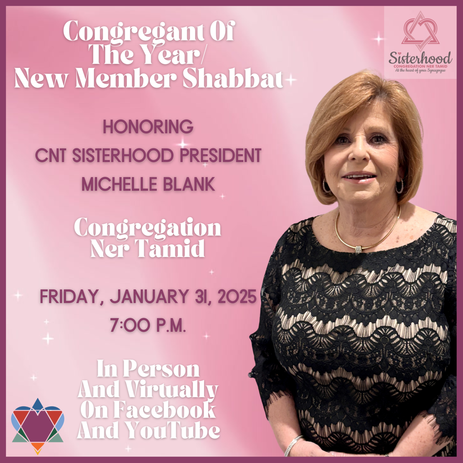 CONGREGANT OF THE YEAR/ NEW MEMBER SHABBAT HONORING MICHELLE BLANK, LED ...