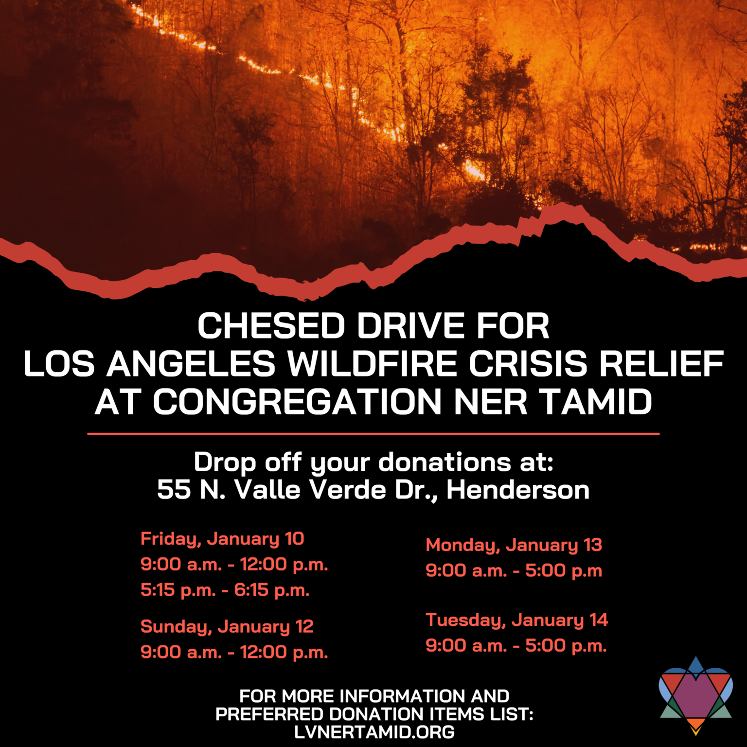 Chesed Drive For Los Angeles Wildfire Crisis Relief At Congregation Ner ...