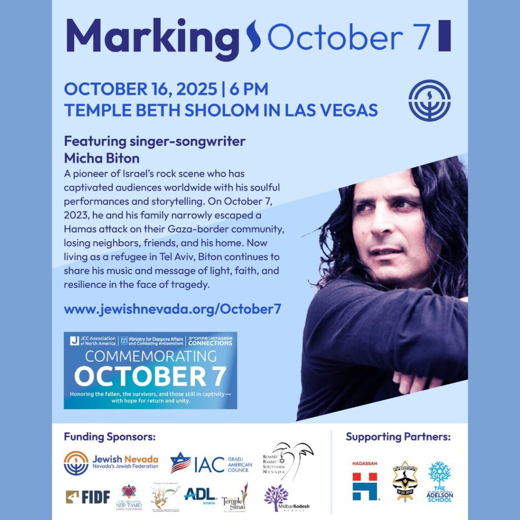 JEWISH NEVADA’S OCTOBER 7TH COMMUNITY COMMEMORATION EVENT ...